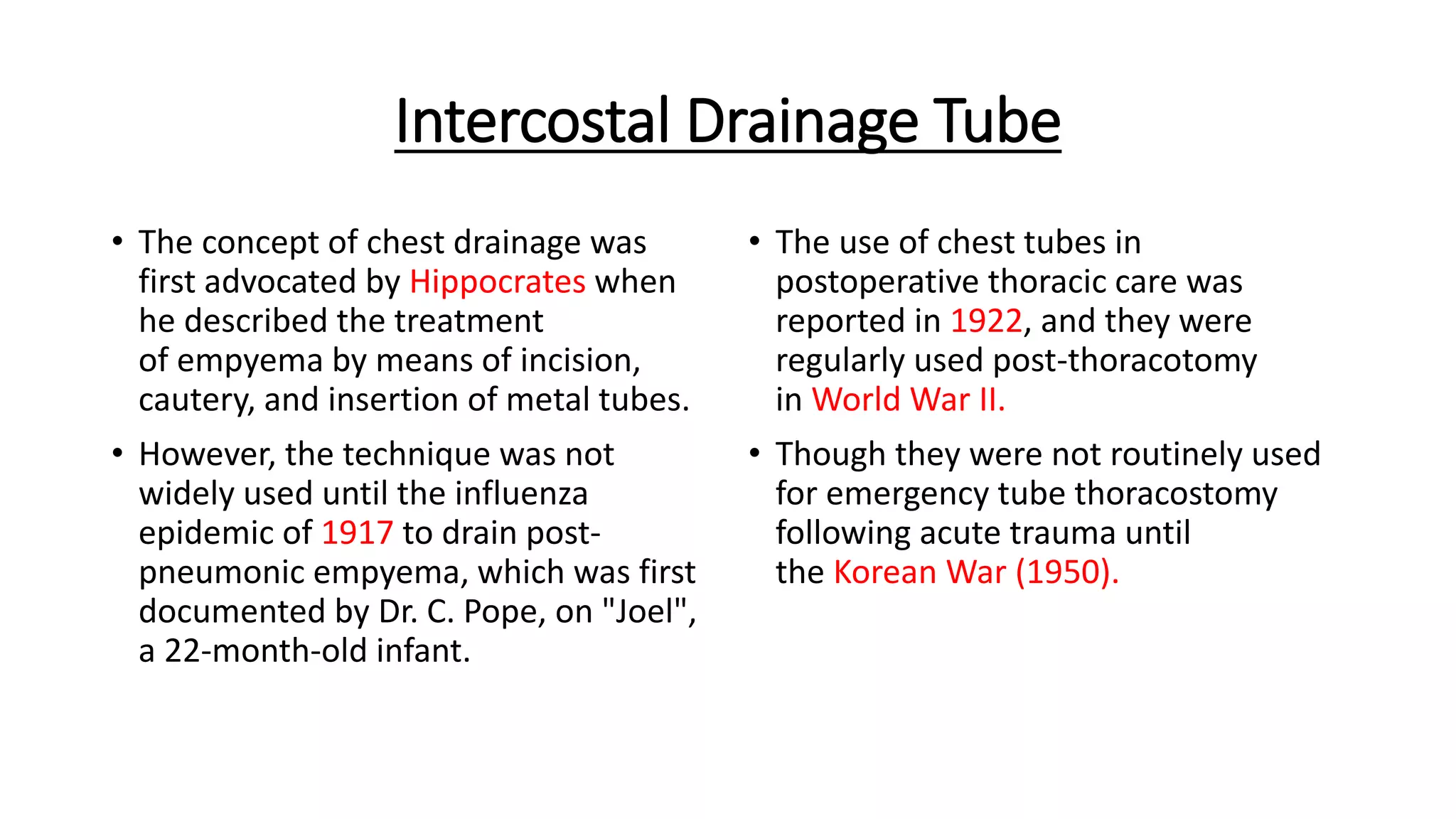 Intercostal Drainage Tube | PPTX