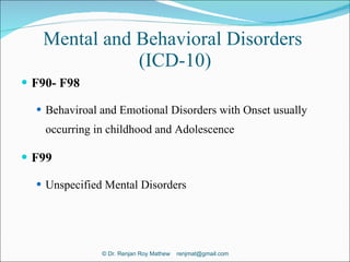 ICD 10 Classification In Psychiatry | PPT