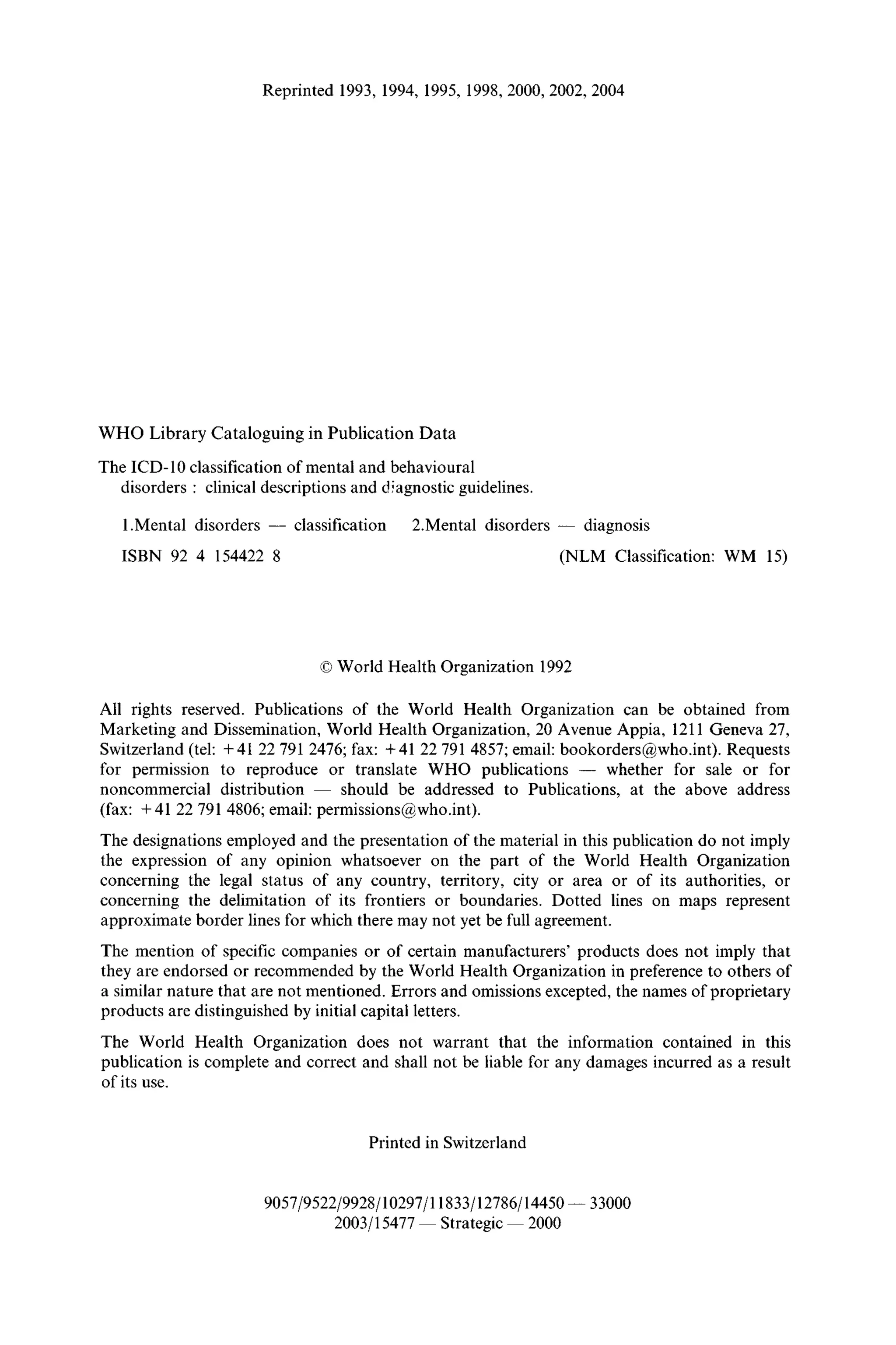 Icd 10 classification of mental and behavioural disorder | PDF