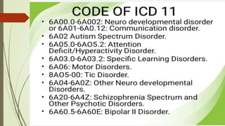 ICD 11.pptx classification of mental disorder | PPTX