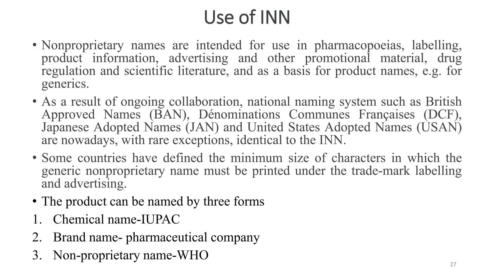 International classification of disease and International non ...