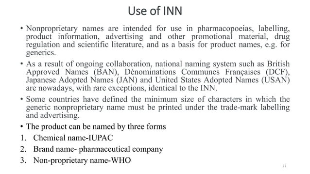 International classification of disease and International non ...