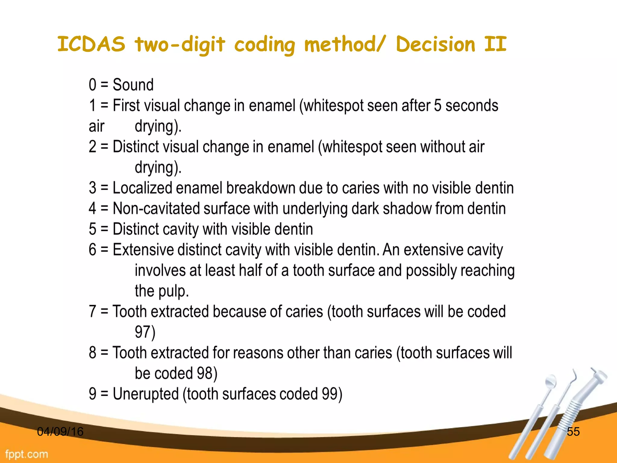 International Caries Detection and Assessment System (ICDAS) | PPT