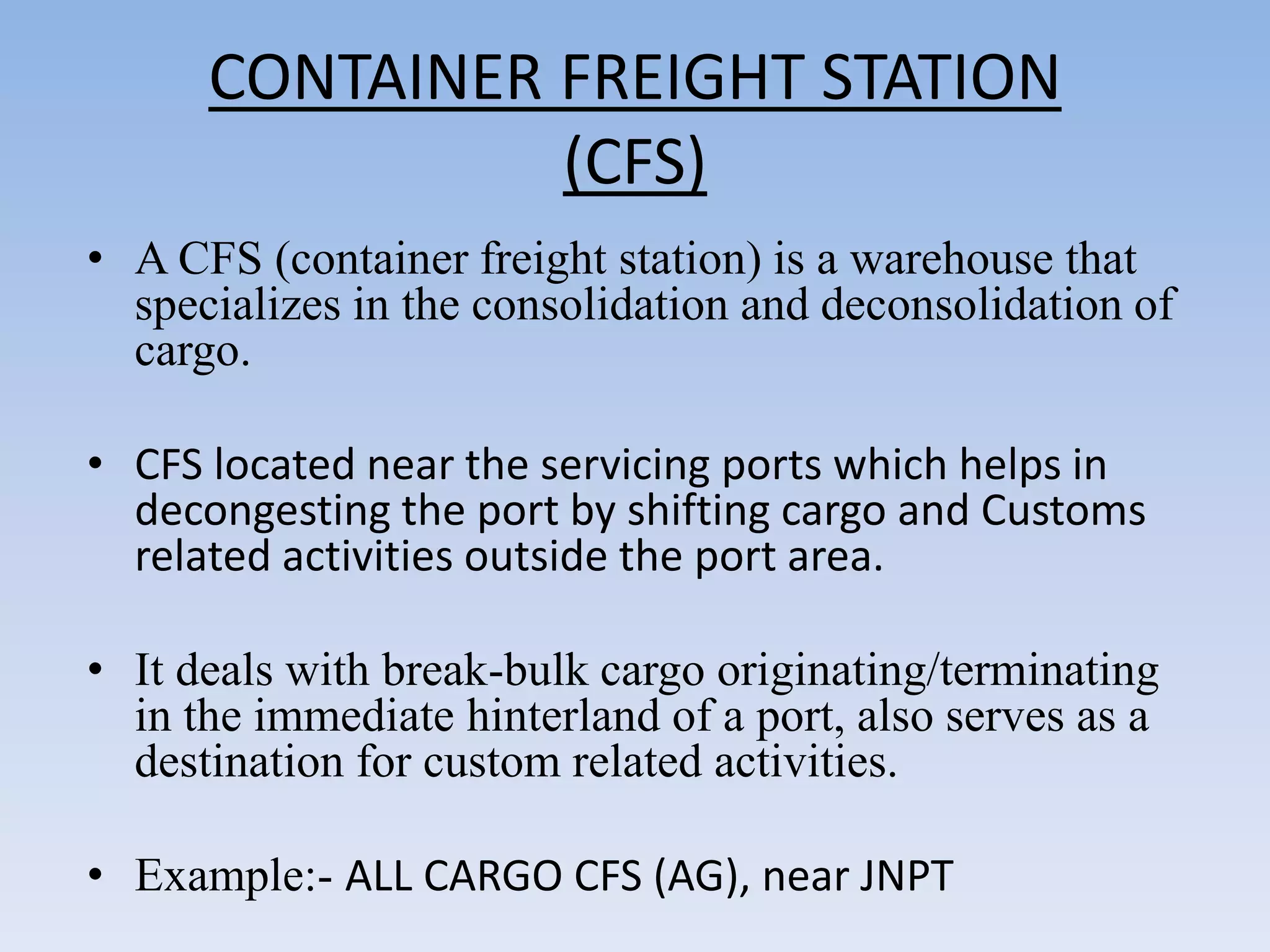 ICD,CFS and Deep Water port | PPTX