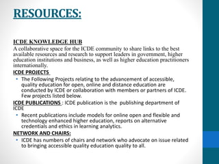 ICDE : The International Council for Open and Distance Education | PPT