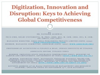 Digitization, Innovation and Disruption: Keys to achieving Global ...
