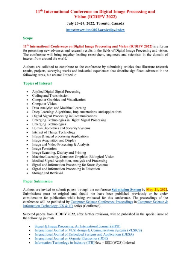 11th International Conference on Digital Image Processing and Vision ...