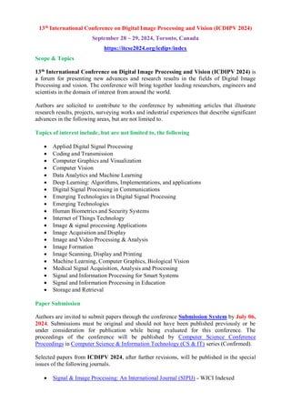 13th International Conference on Digital Image Processing and Vision ...