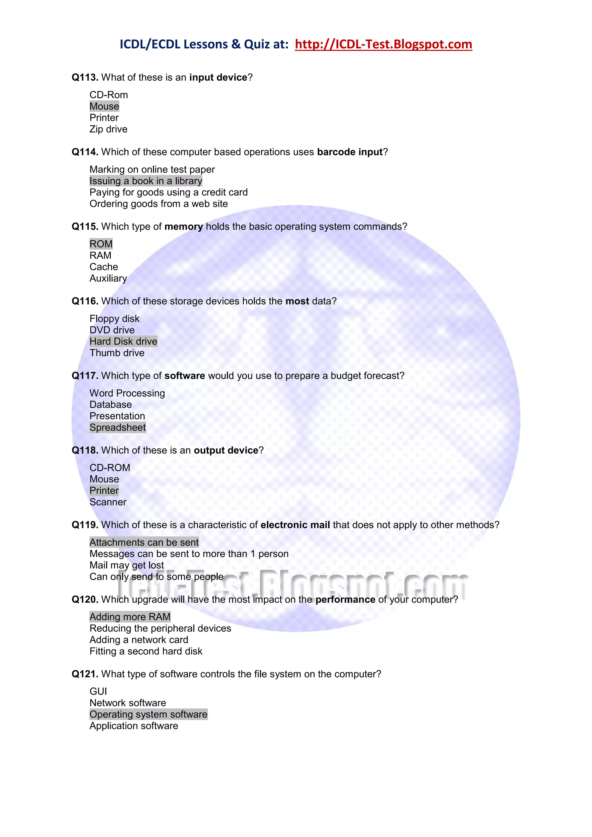 ICDL Module 1 - Concepts of ICT (Information and Communication ...