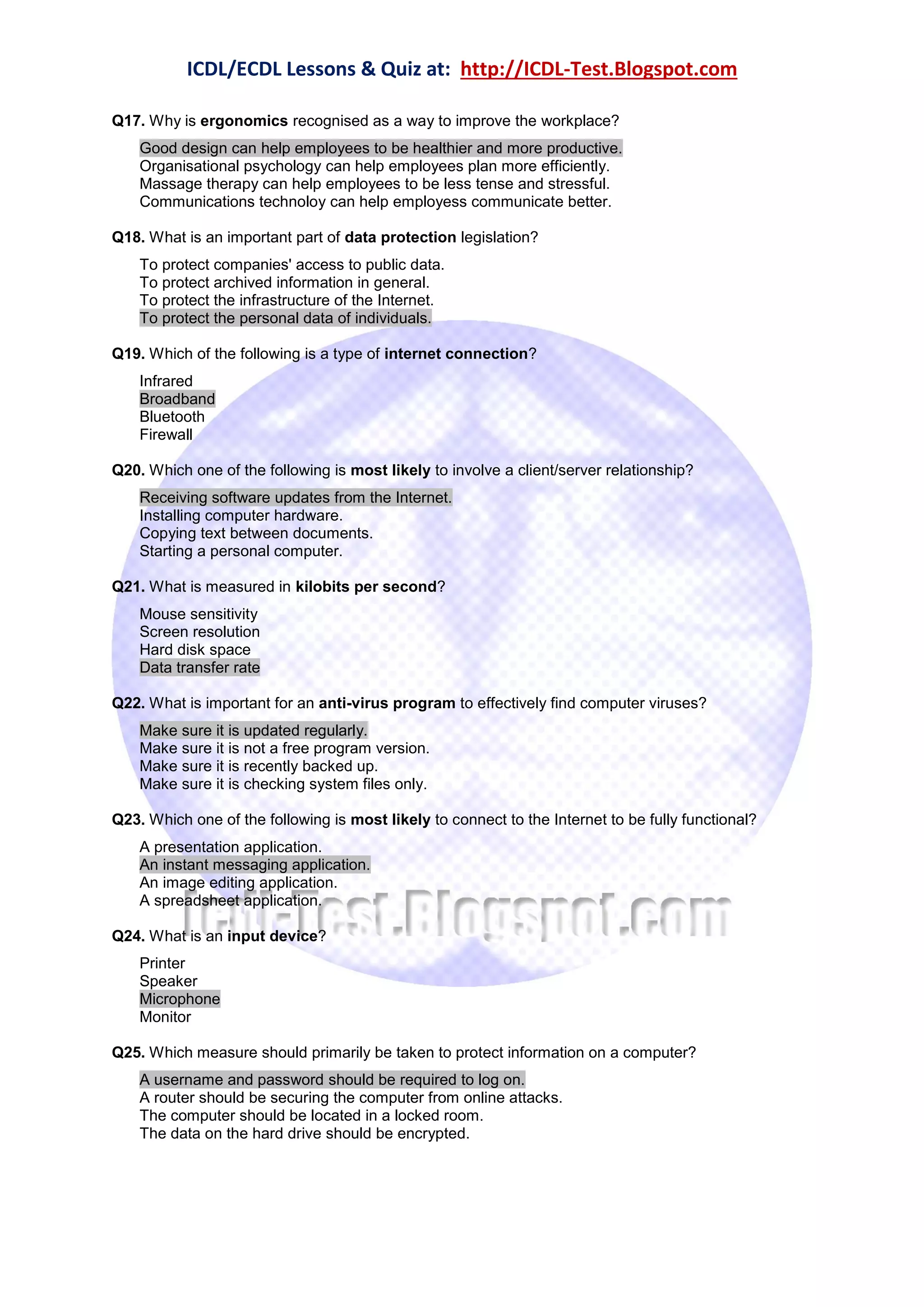 ICDL Module 1 - Concepts of ICT (Information and Communication ...