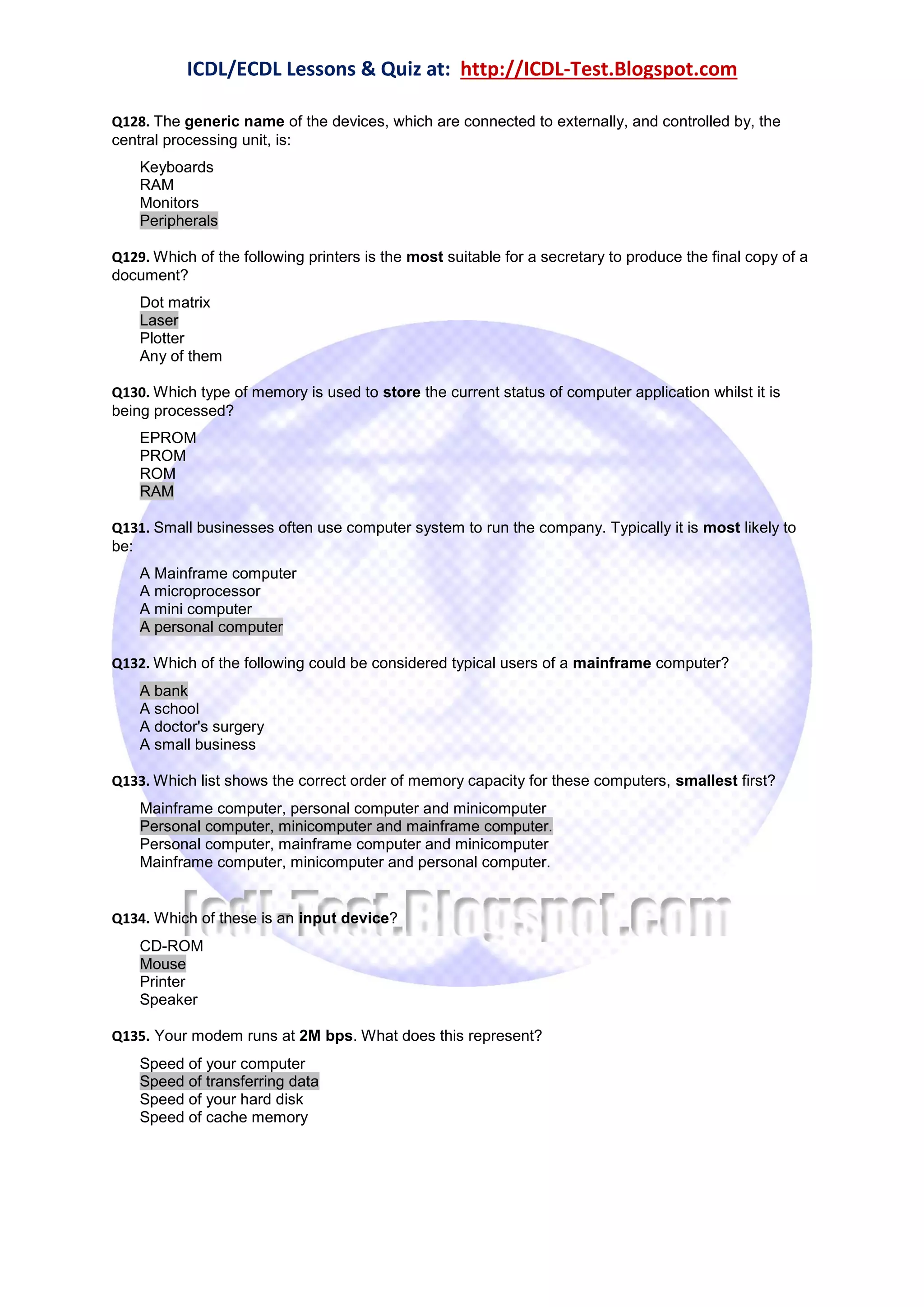 ICDL Module 1 - Concepts of ICT (Information and Communication ...