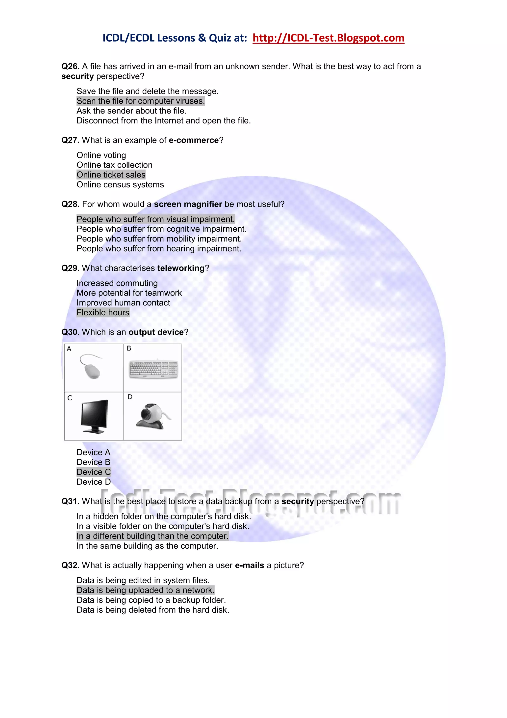 ICDL Module 1 - Concepts of ICT (Information and Communication ...