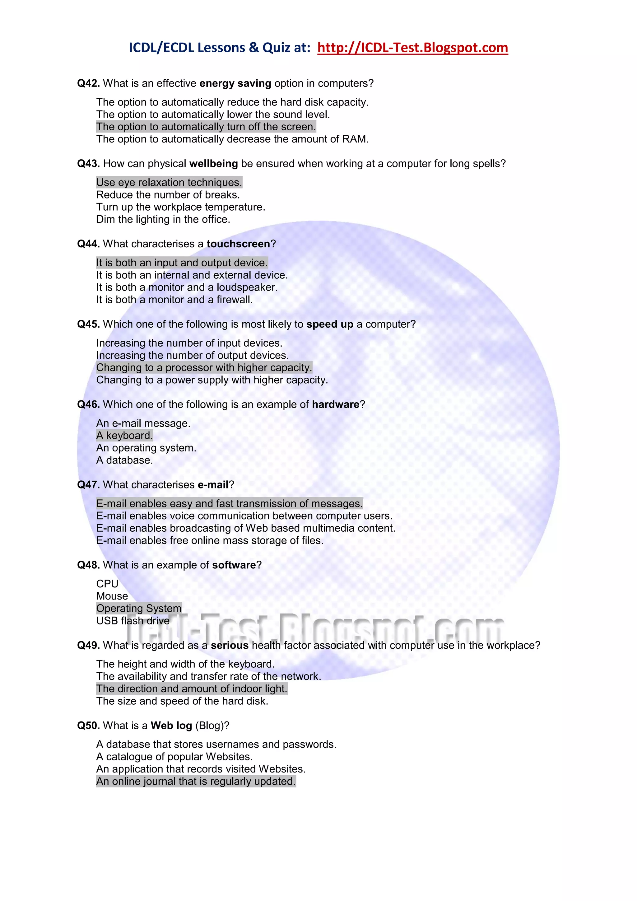 ICDL Module 1 - Concepts of ICT (Information and Communication ...