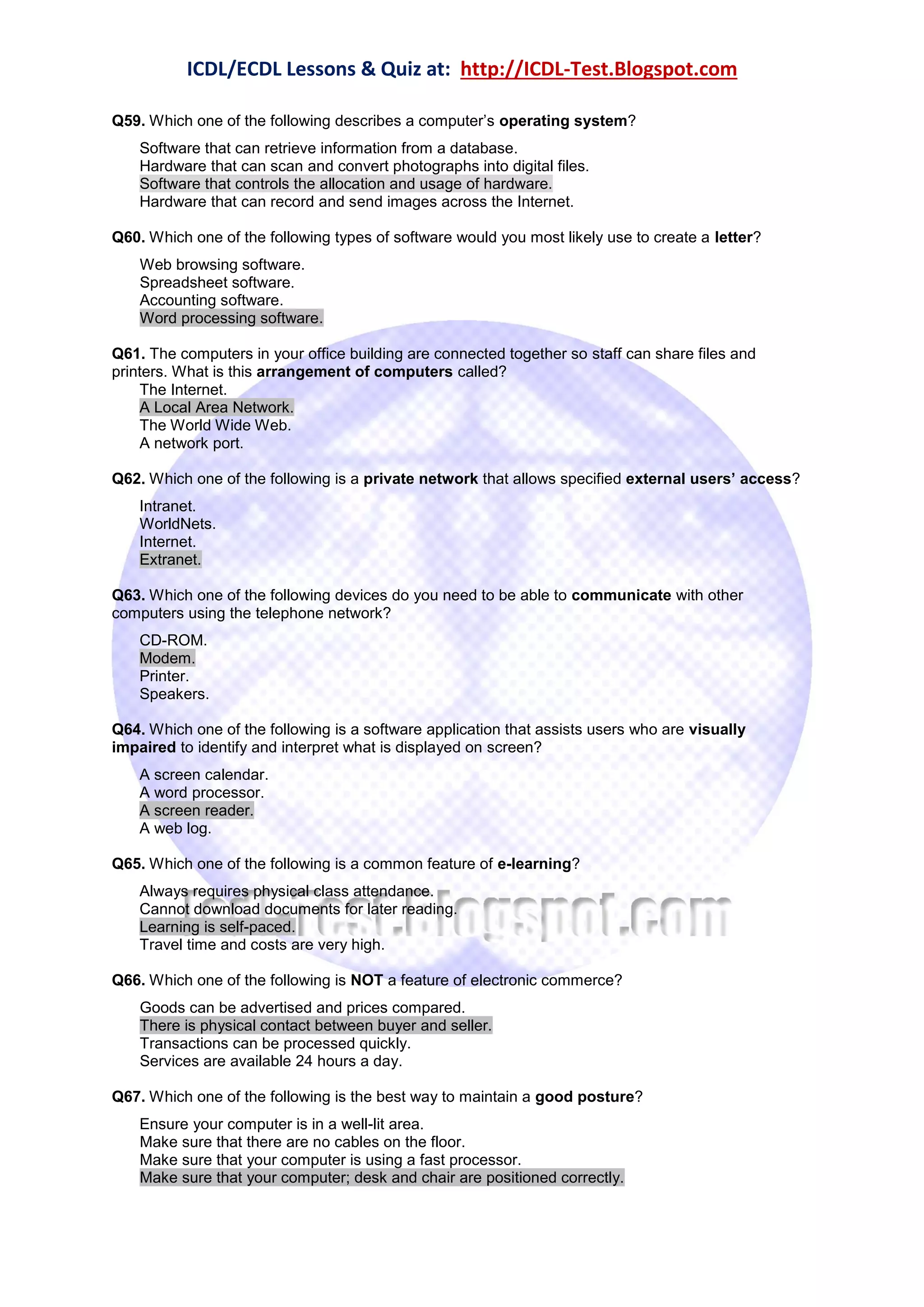ICDL Module 1 - Concepts of ICT (Information and Communication ...