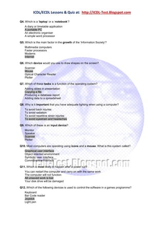 ICDL Module 1 - Concepts of ICT (Information and Communication ...