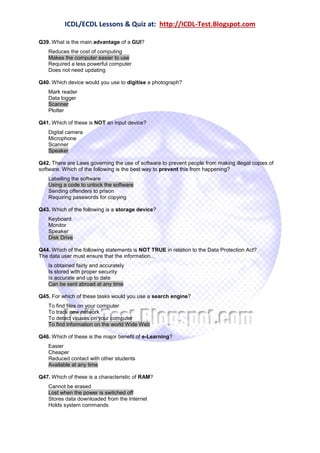 ICDL Module 1 - Concepts of ICT (Information and Communication Technology) - Question & Answers ...