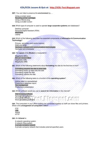 ICDL Module 1 - Concepts of ICT (Information and Communication Technology) - Question & Answers ...