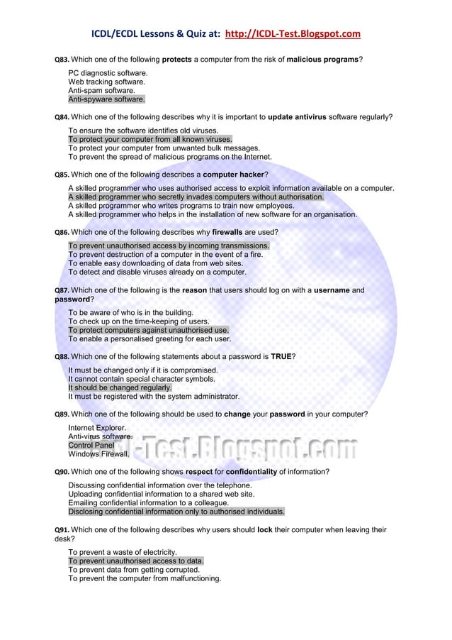 ICDL Module 1 - Concepts of ICT (Information and Communication ...