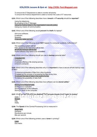 ICDL Module 1 - Concepts of ICT (Information and Communication ...