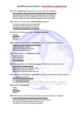 ICDL Module 1 - Concepts of ICT (Information and Communication ...