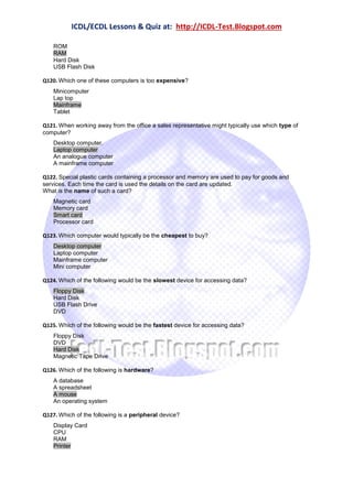 ICDL Module 1 - Concepts of ICT (Information and Communication ...