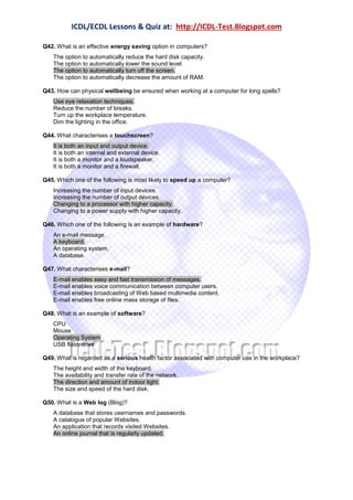 ICDL Module 1 - Concepts of ICT (Information and Communication Technology) - Question & Answers ...