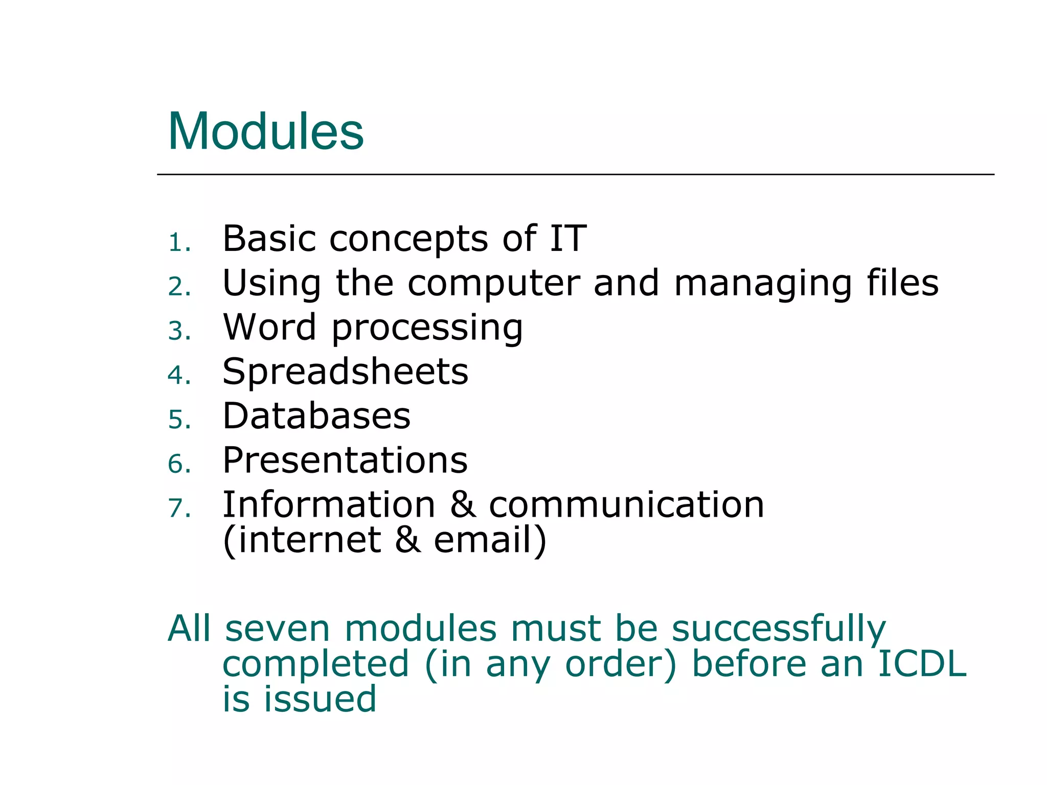 ICDL at TBIT introduction 2006 | PPT