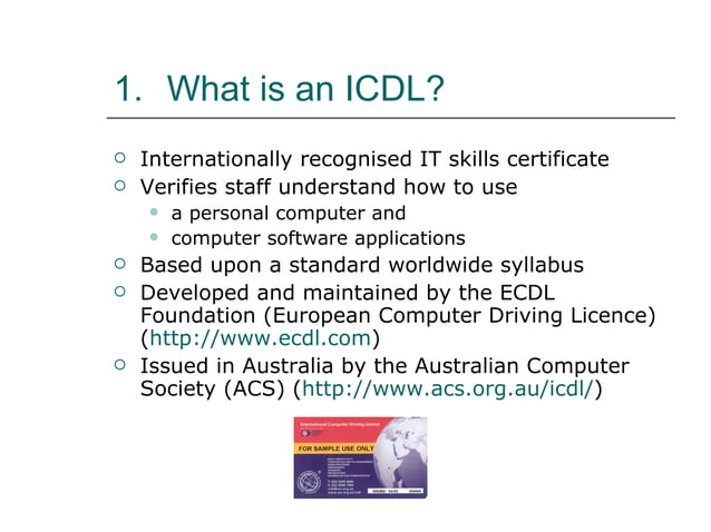 ICDL at TBIT introduction 2006 | PPT