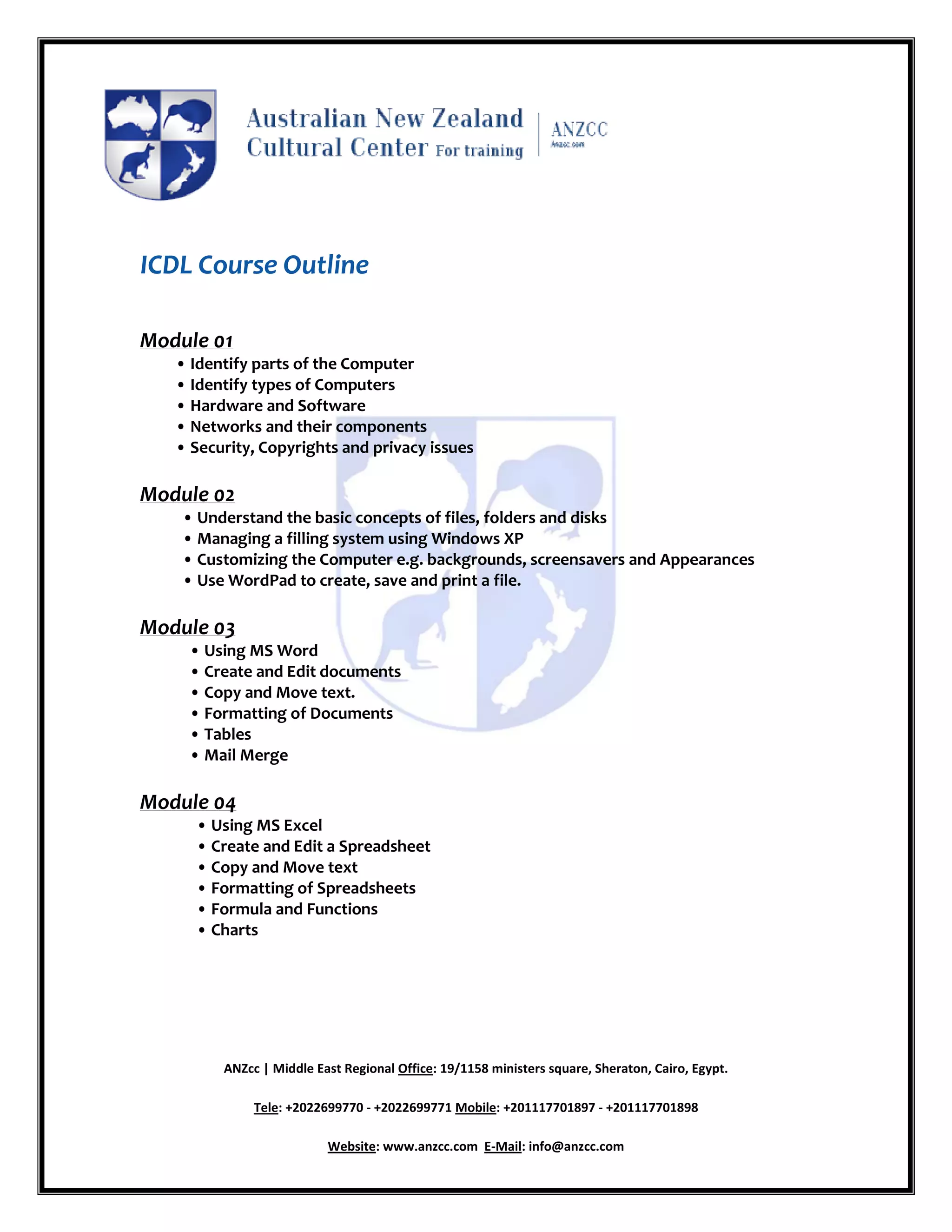 Icdl outlines | PDF