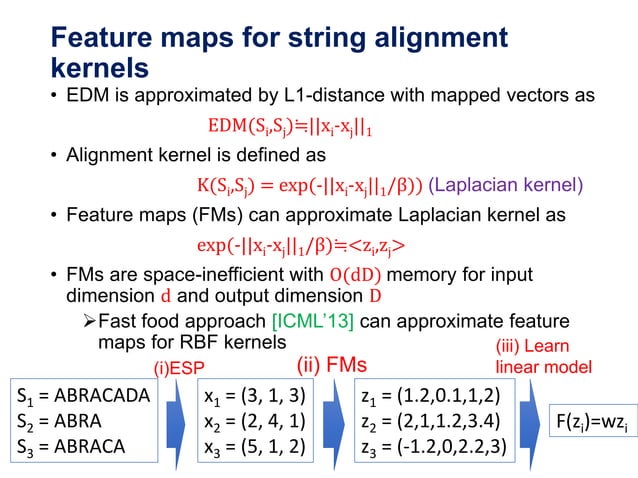 Space Efficient Feature Maps For String Alignment Kernels Ppt