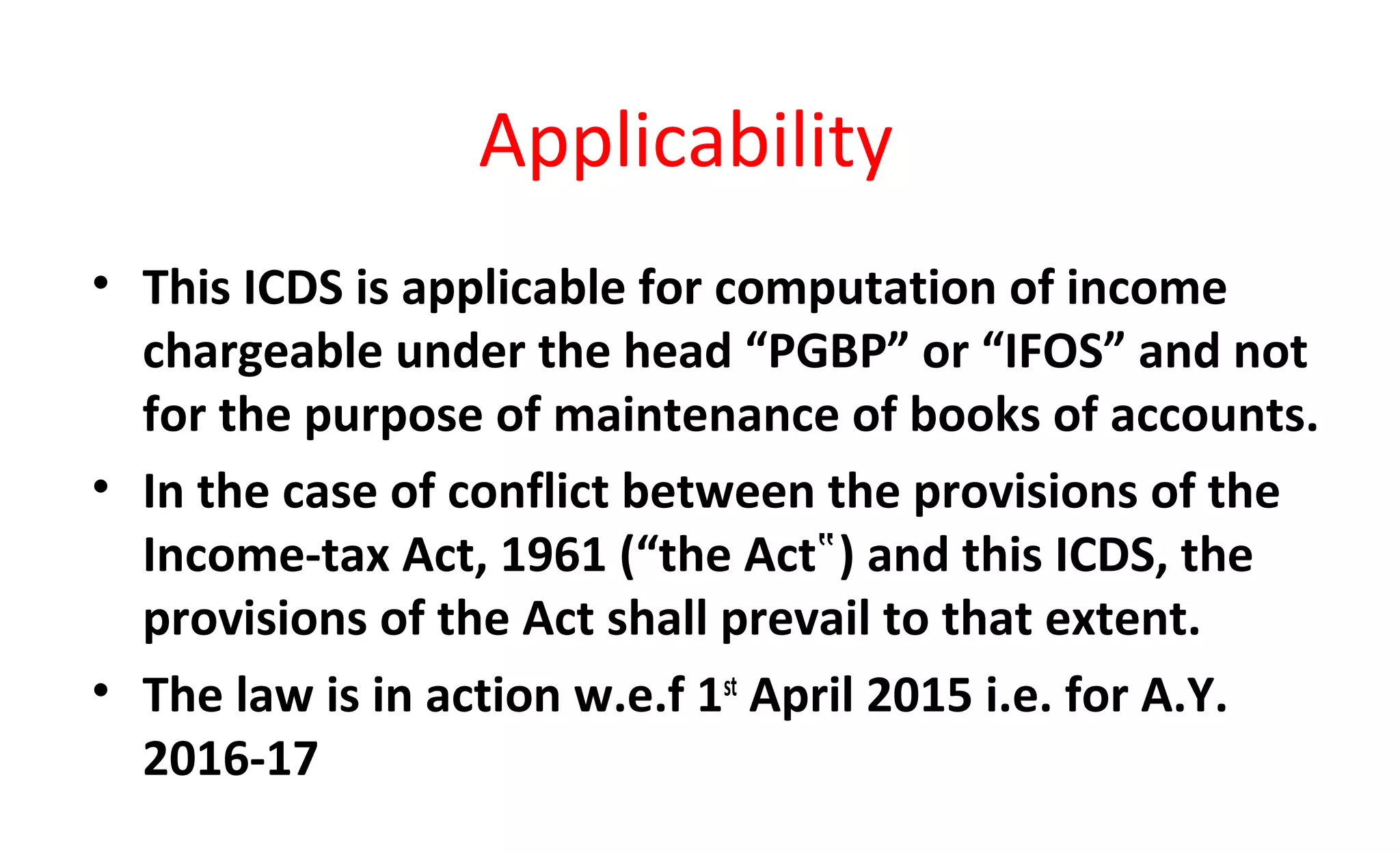 ICDS- Income tax Computation and Disclosure Standards | PPT