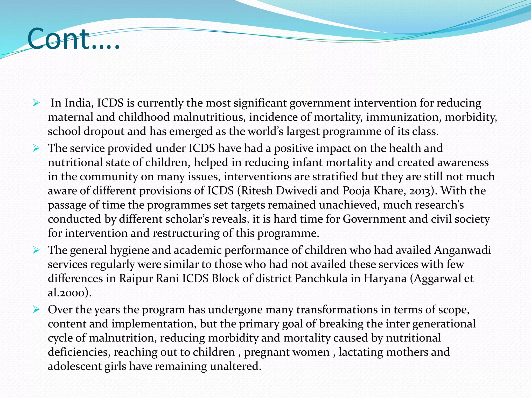 critical evaluation ICDS( integrated child development services) | PPTX