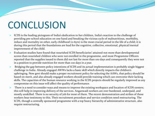 critical evaluation ICDS( integrated child development services) | PPTX
