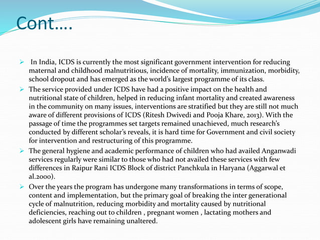 critical evaluation ICDS( integrated child development services) | PPT