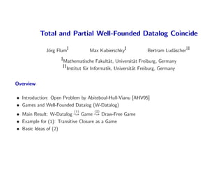 Total and Partial Well-Founded Datalog Coincide | PDF
