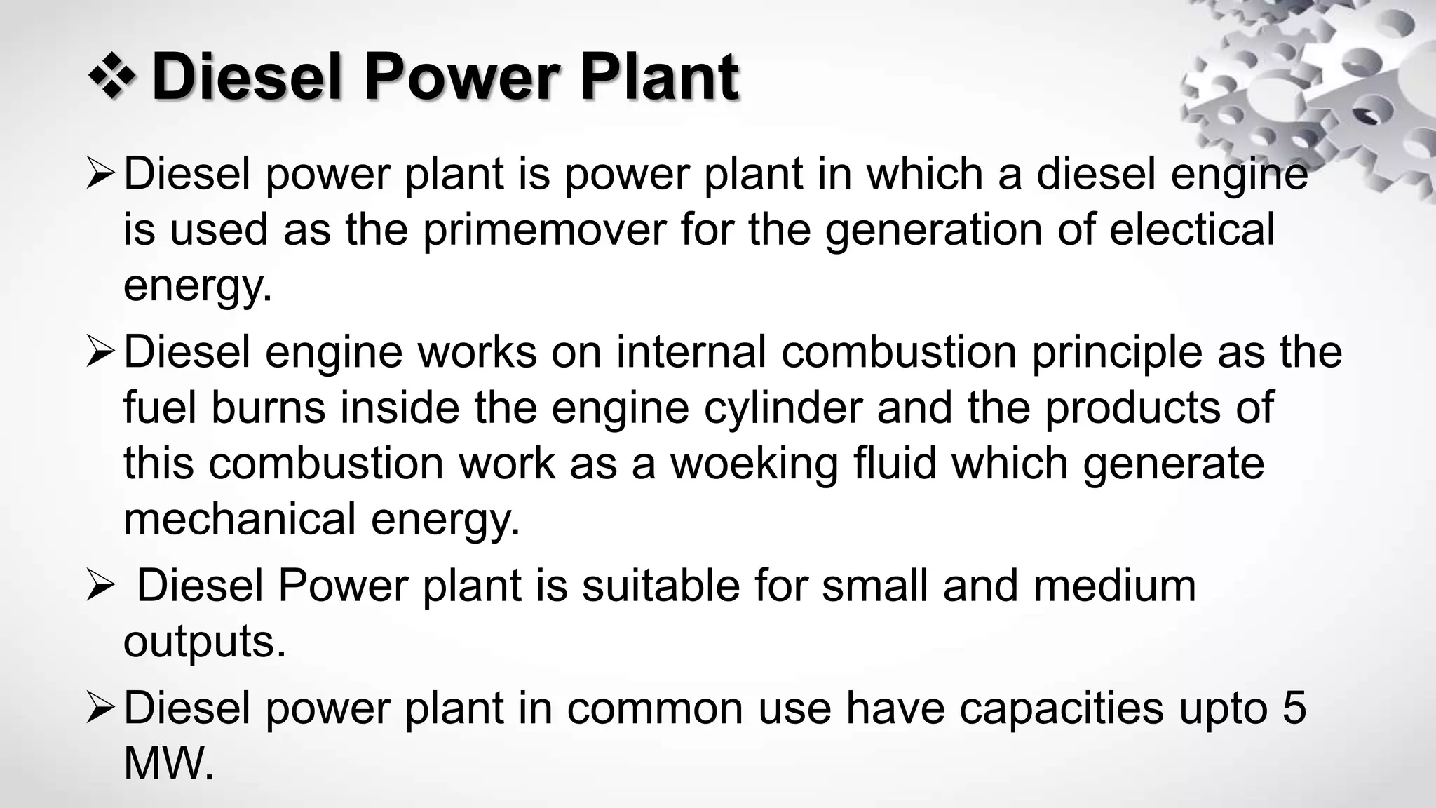 Diesel power plant Description | PPTX