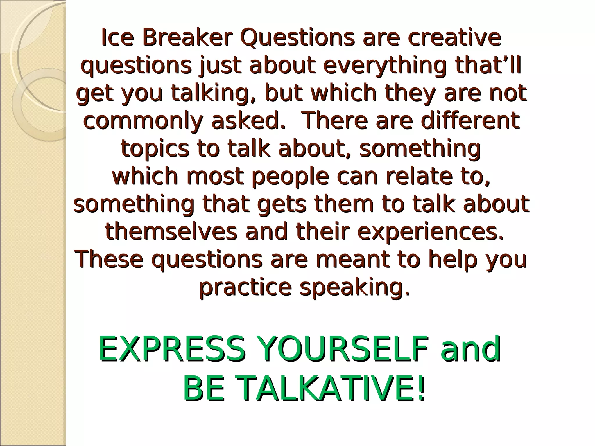 Ice breaker-questions-part-2 | PDF