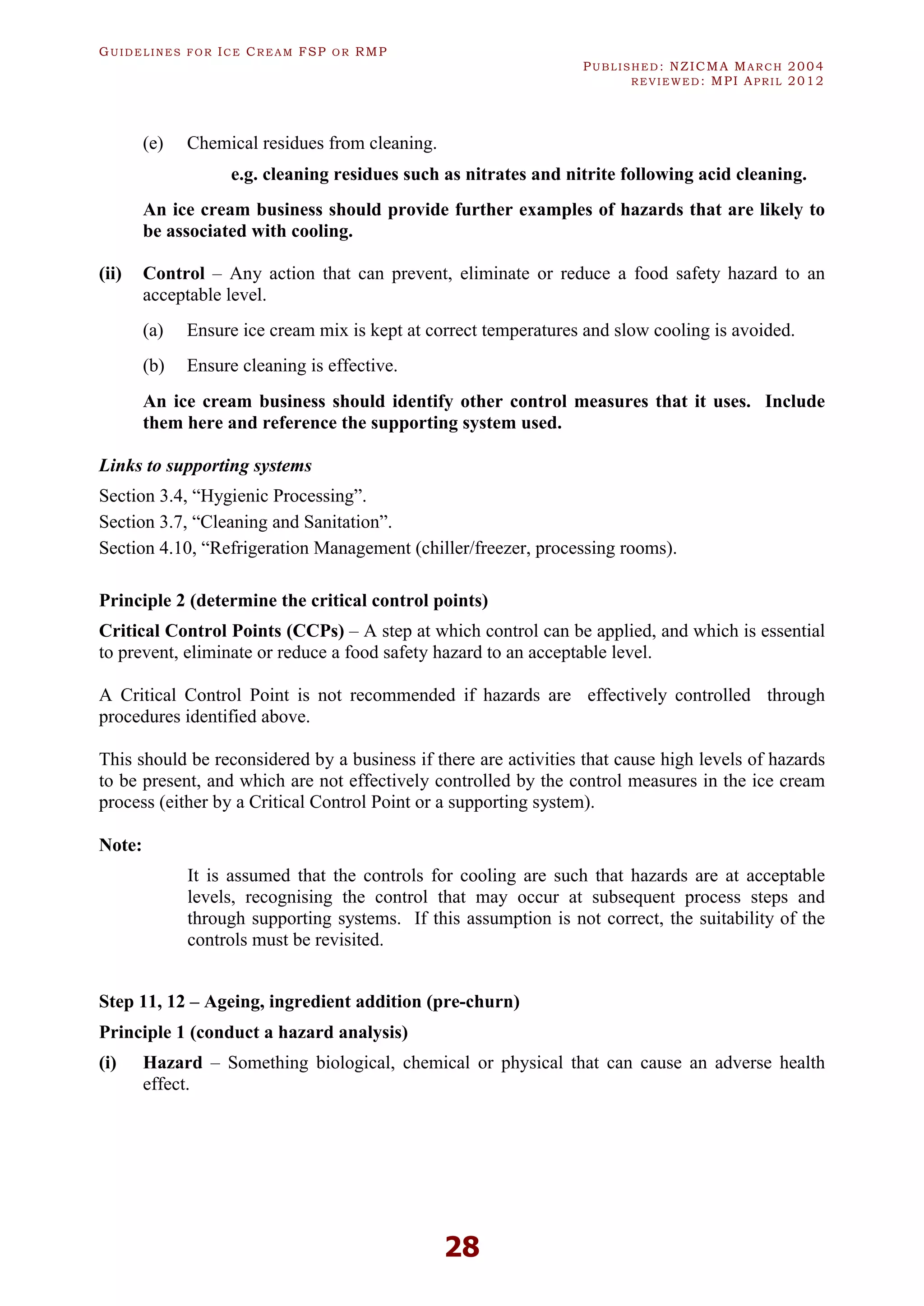 ICE CREAM HACCP GUIDLINES | PDF