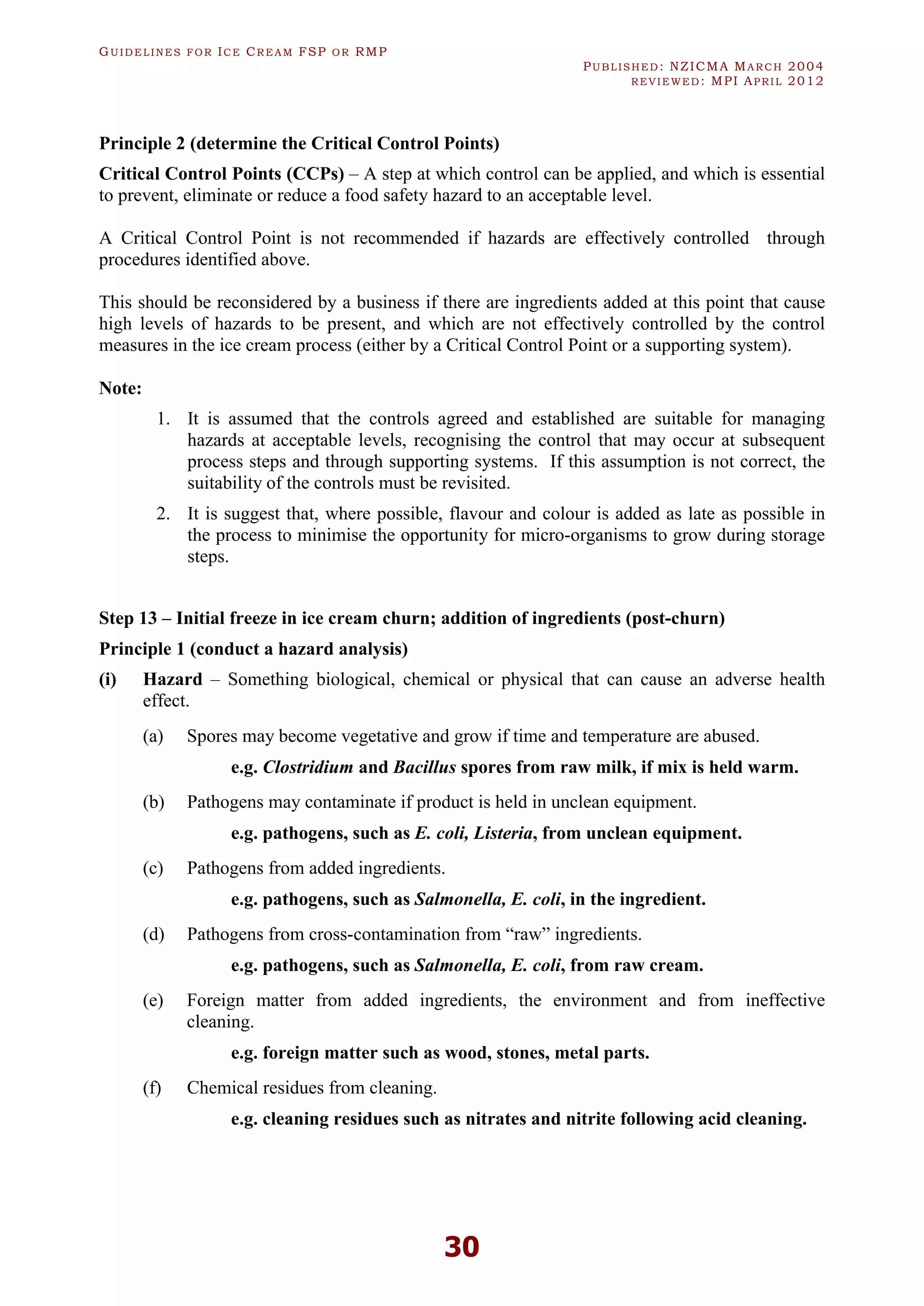 ICE CREAM HACCP GUIDLINES | PDF