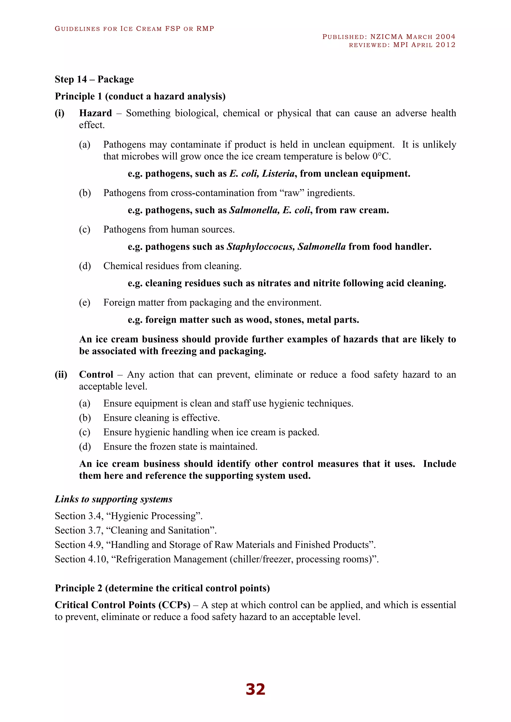 ICE CREAM HACCP GUIDLINES | PDF