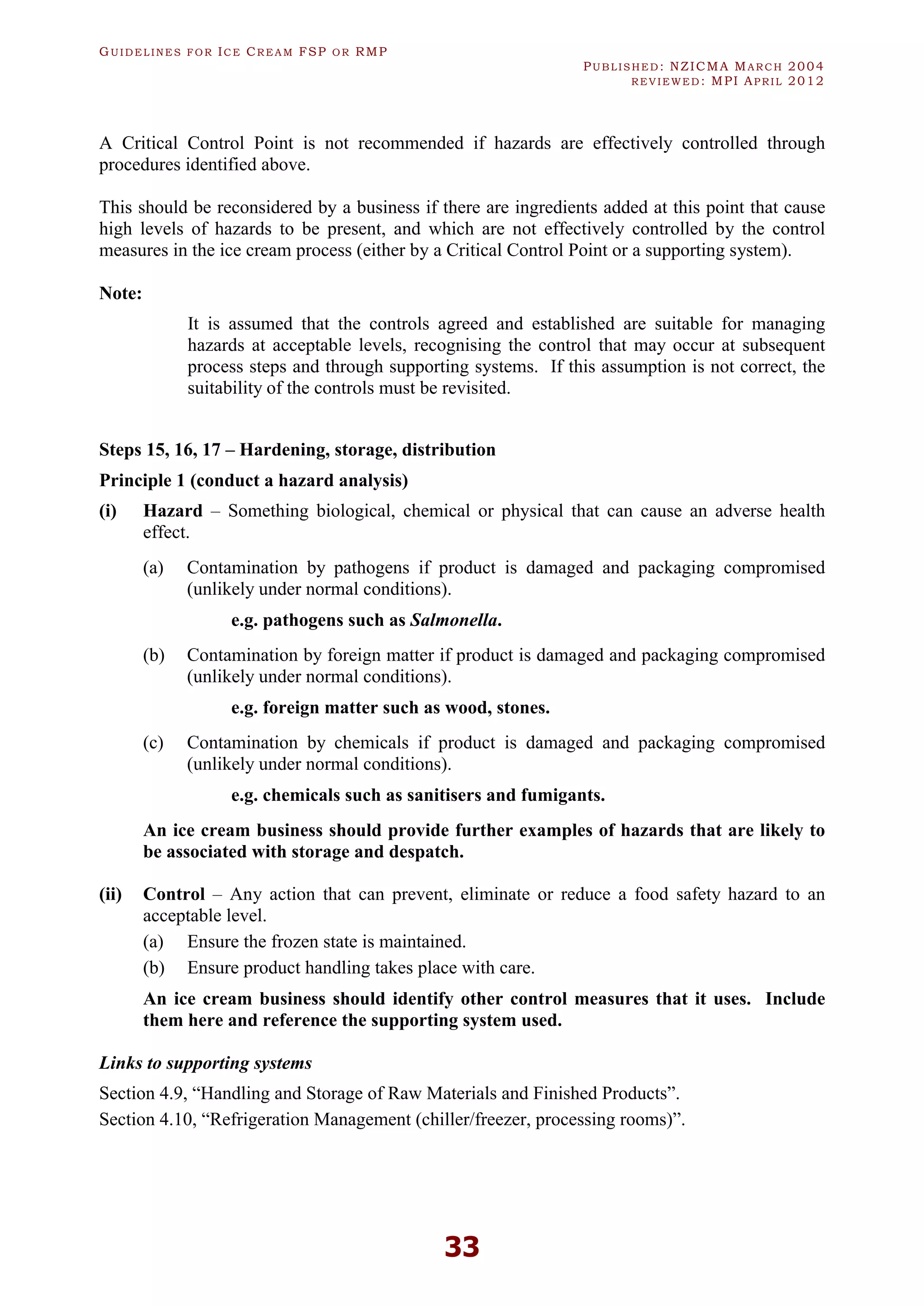 ICE CREAM HACCP GUIDLINES | PDF