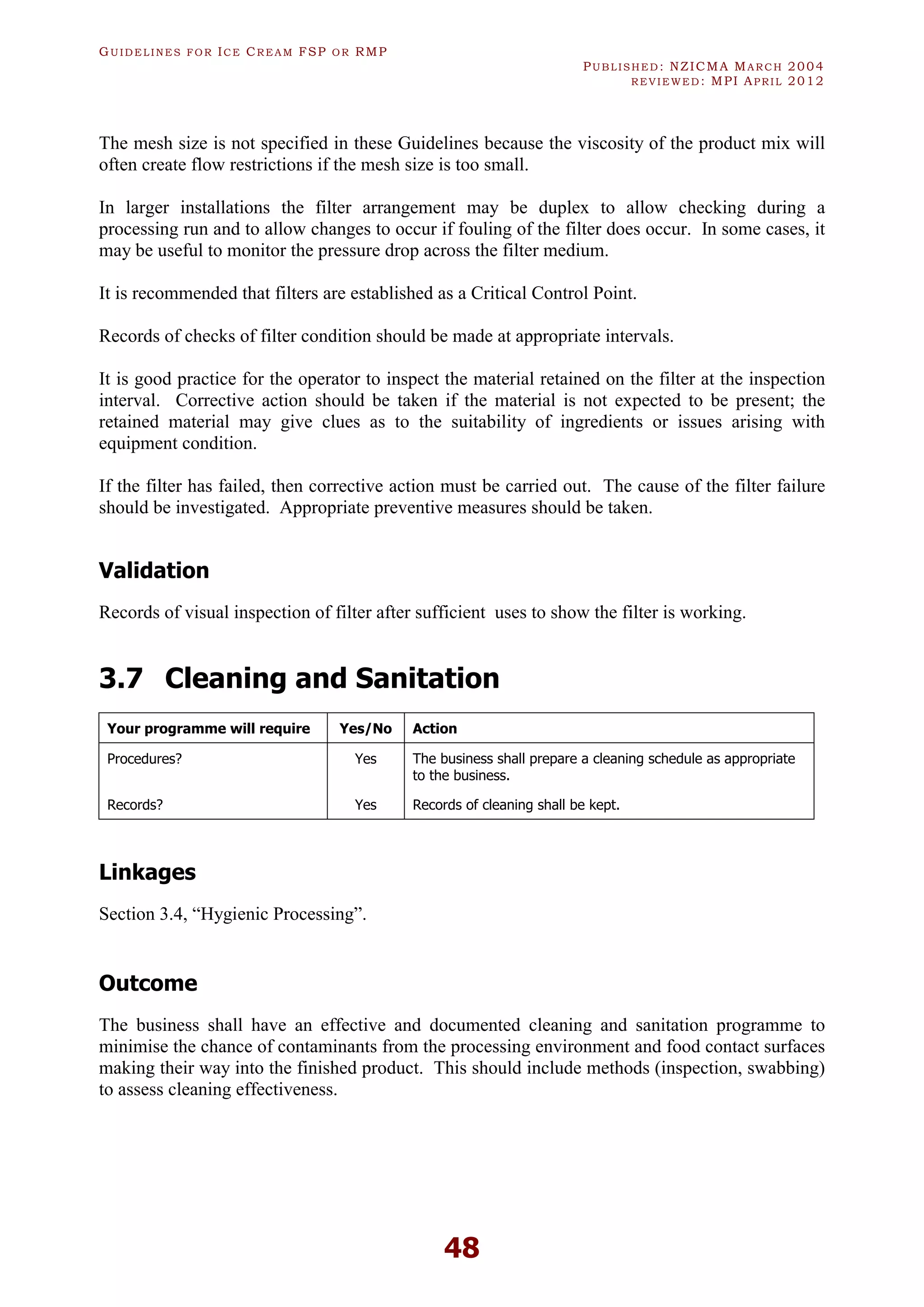 ICE CREAM HACCP GUIDLINES | PDF