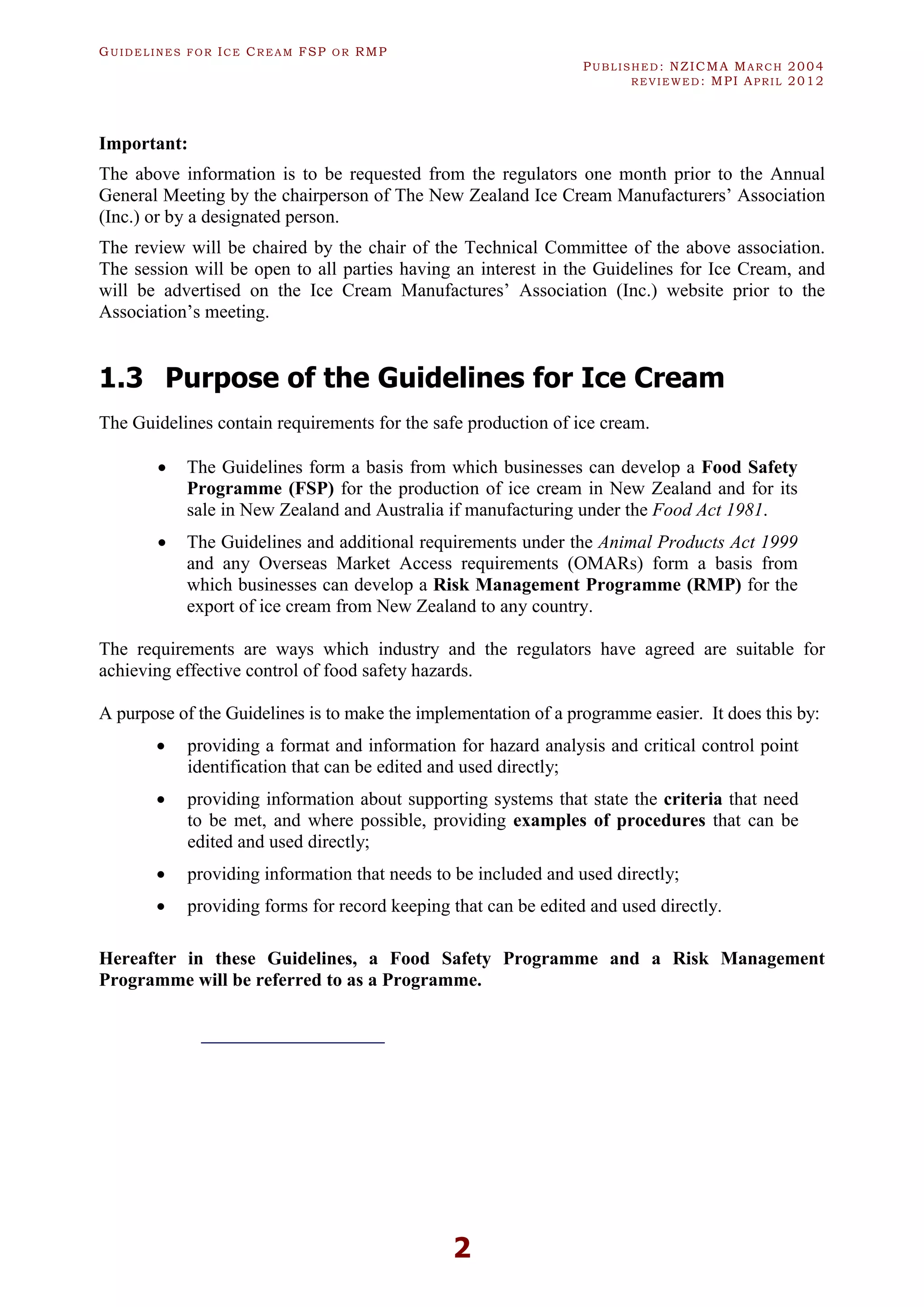 ICE CREAM HACCP GUIDLINES | PDF