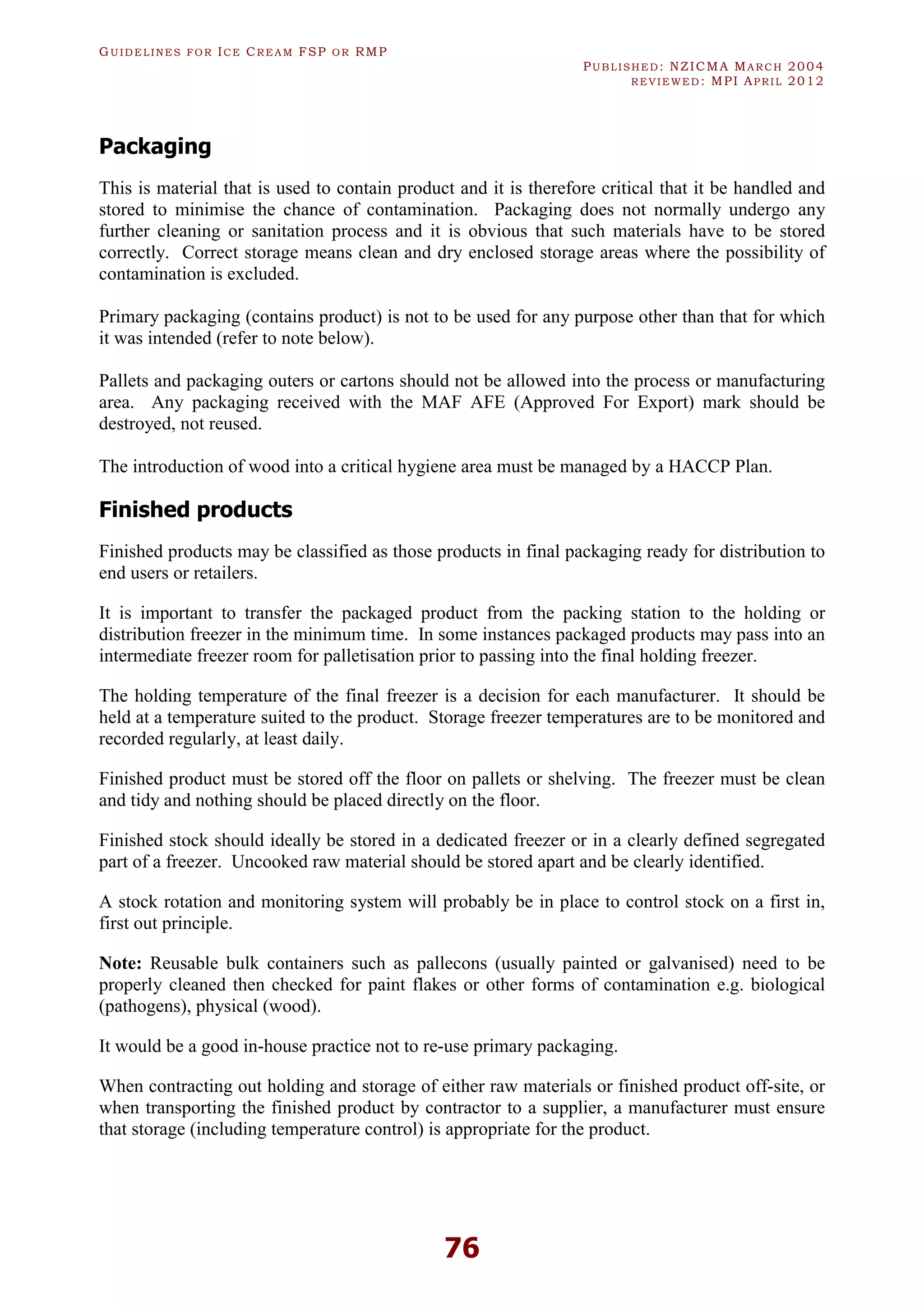 ICE CREAM HACCP GUIDLINES | PDF