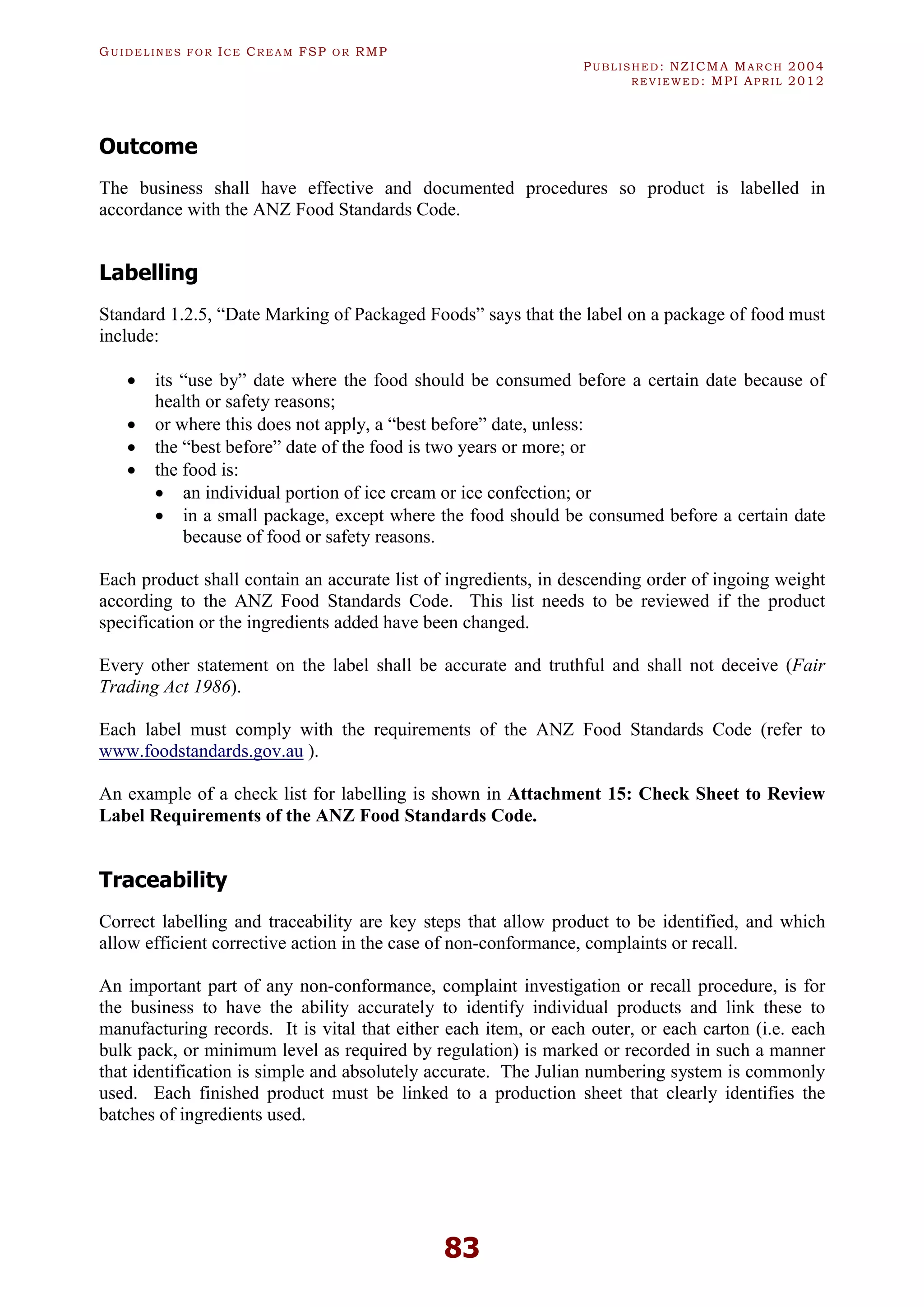 ICE CREAM HACCP GUIDLINES | PDF