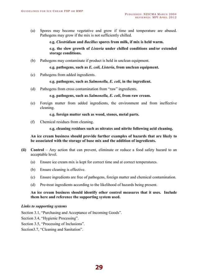 ICE CREAM HACCP GUIDLINES | PDF