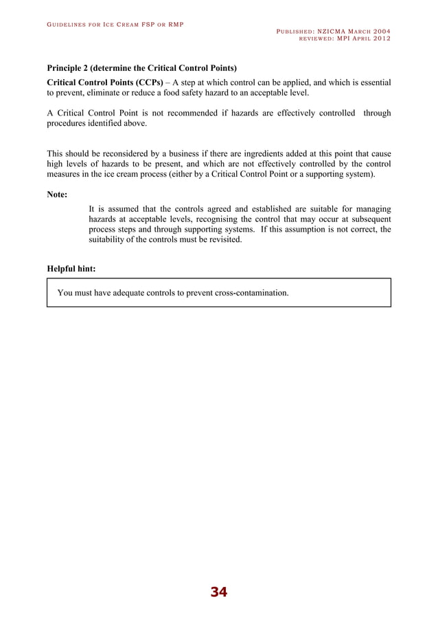 ICE CREAM HACCP GUIDLINES | PDF
