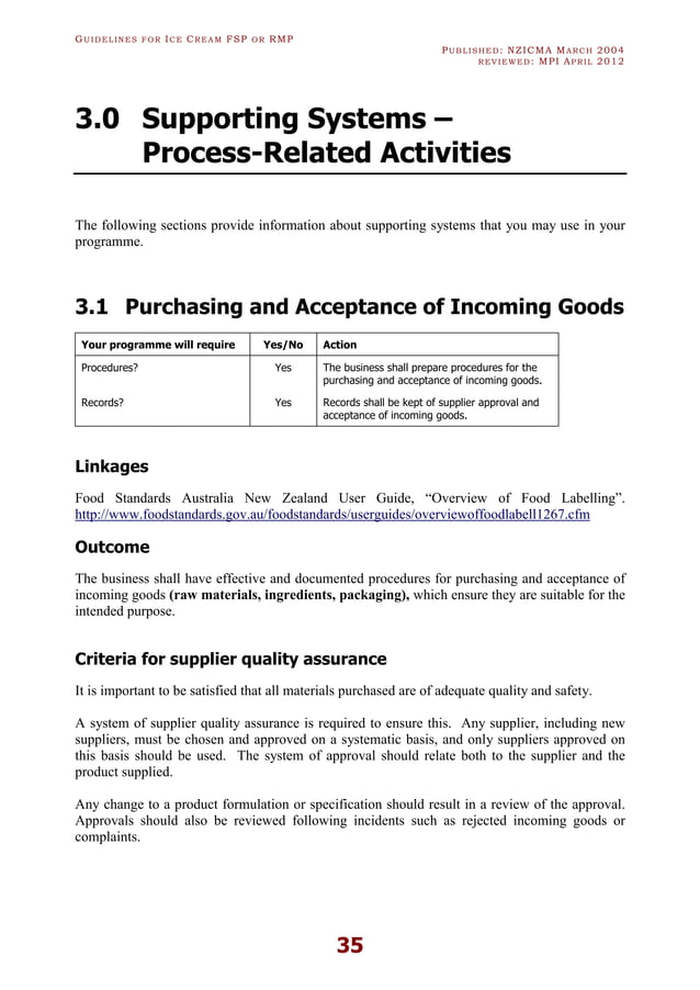 ICE CREAM HACCP GUIDLINES | PDF
