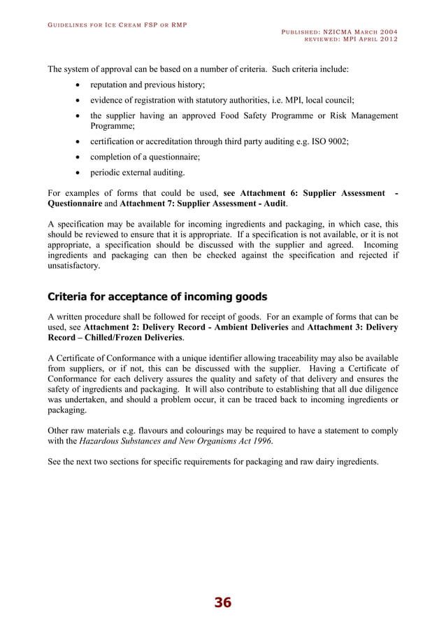 ICE CREAM HACCP GUIDLINES | PDF