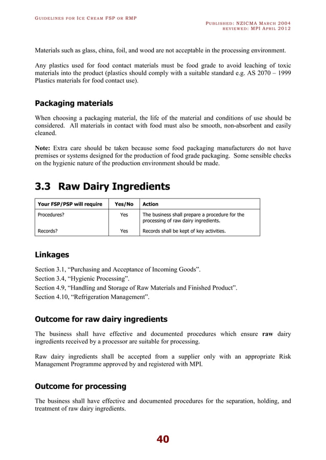 ICE CREAM HACCP GUIDLINES | PDF